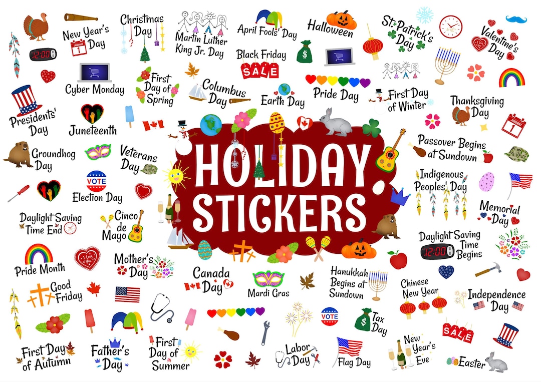Holiday Digital Stickers, Planner Icons, Goodnotes Stickers (PNG Files ...