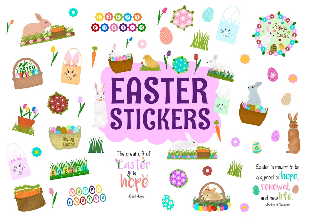Easter Digital Stickers, Precropped Digital Planner Stickers, Goodnotes ...