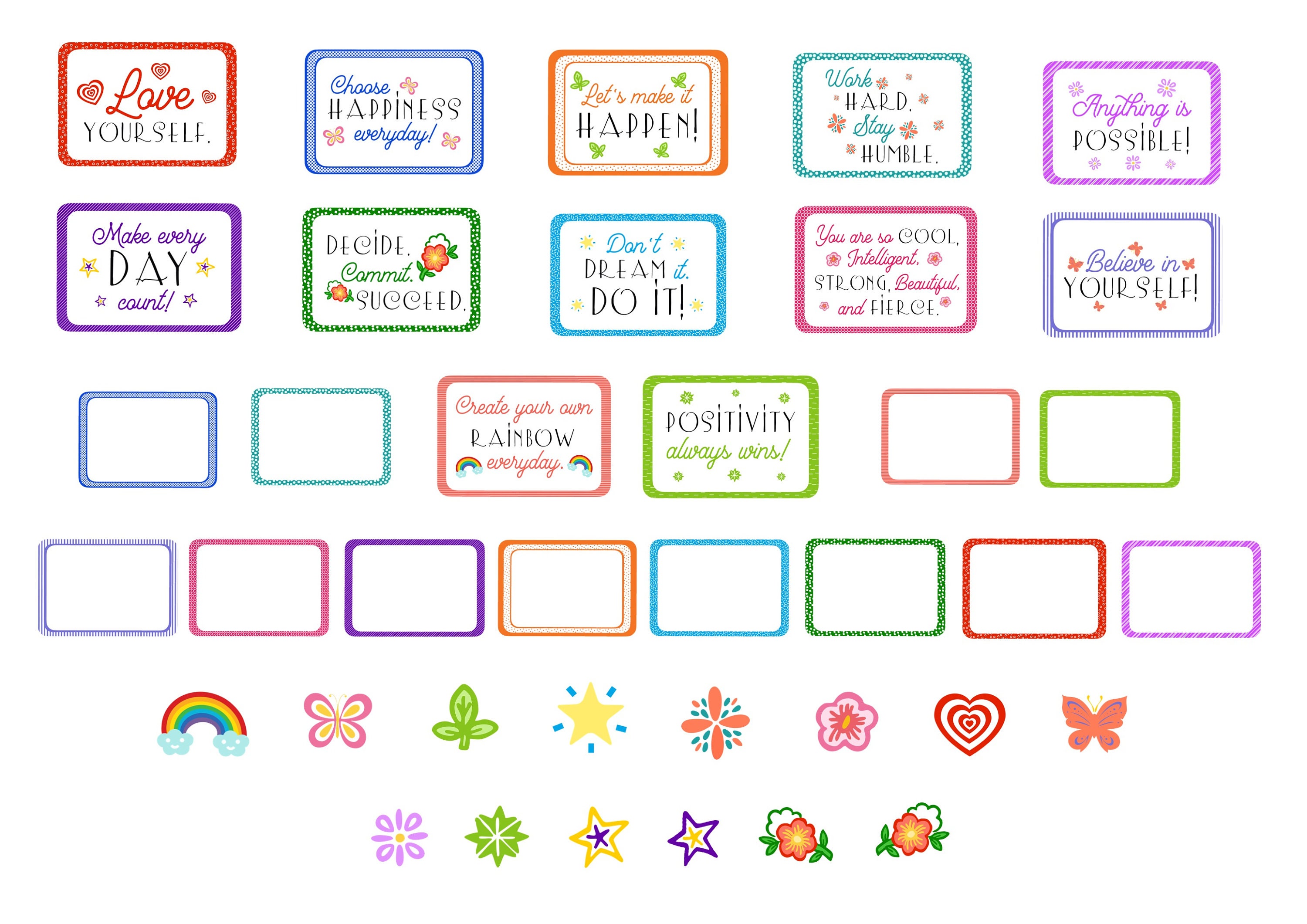 Positive Quotes Digital Stickers, Precropped Digital Planner Stickers ...