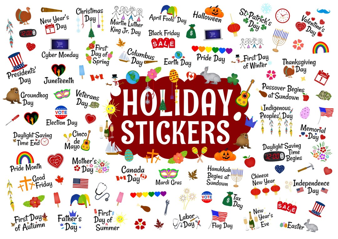 Holiday Digital Stickers, Precropped Digital Planner Stickers ...