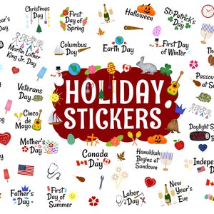 Holiday Digital Stickers, Precropped Digital Planner Stickers ...