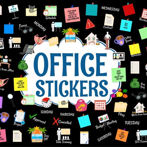 Office Digital Stickers Dark Mode Set for Dark Background - Etsy