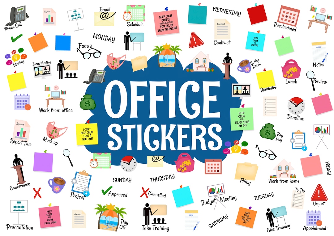 Office Digital Stickers, Precropped Digital Planner Stickers, Goodnotes ...