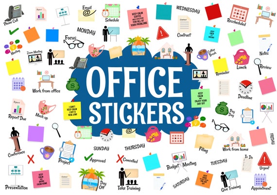 Office Digital Stickers Precropped Digital Planner Stickers - Etsy