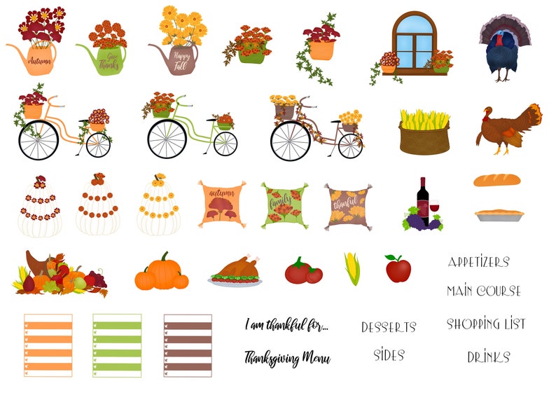 Autumn Quotes and Stickers, Fall Precropped Digital Planner Stickers ...