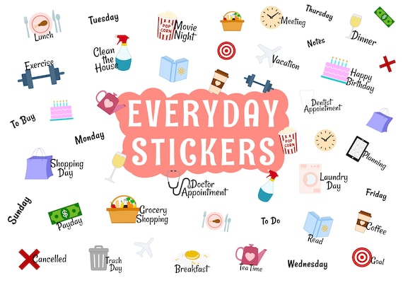 Everyday Digital Stickers Precropped Digital Planner - Etsy