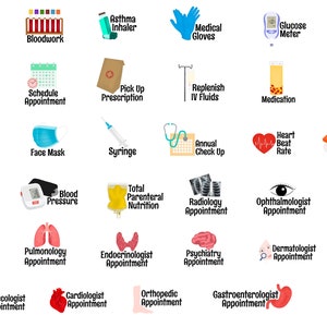 Medical Digital Planner Stickers, Health Appointments (goodnotes, PNG ...