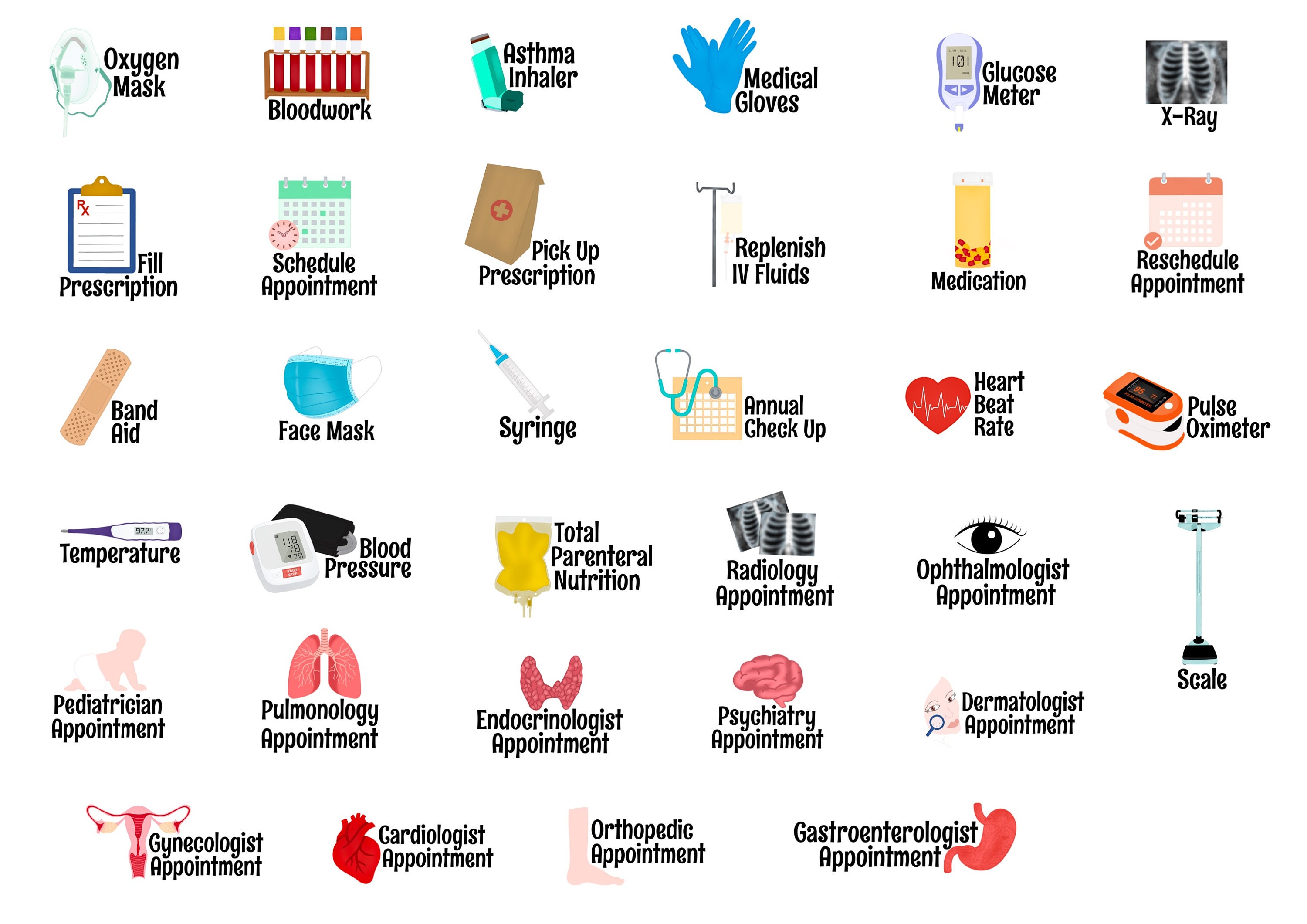 Medical Digital Stickers, Health Appointments, Medical Equipment ...