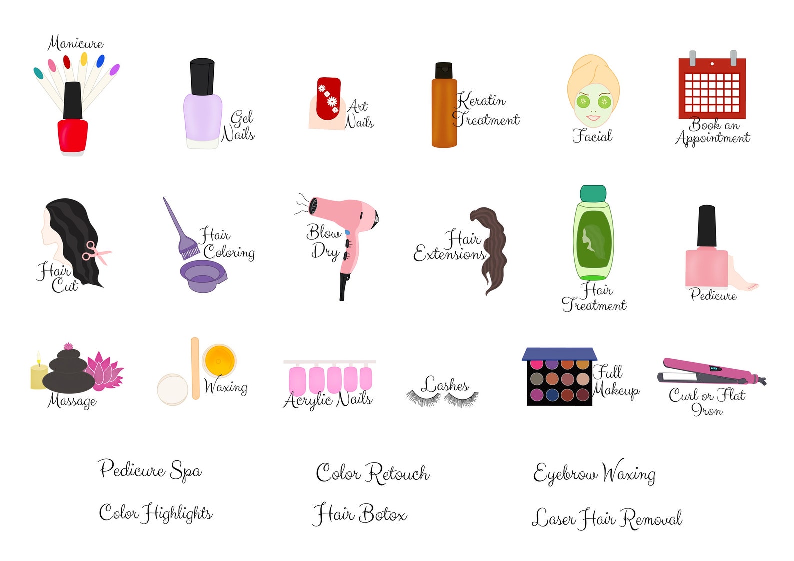 Beauty Salon Services Stickers, Planner Goodnotes (digital Download) - Etsy