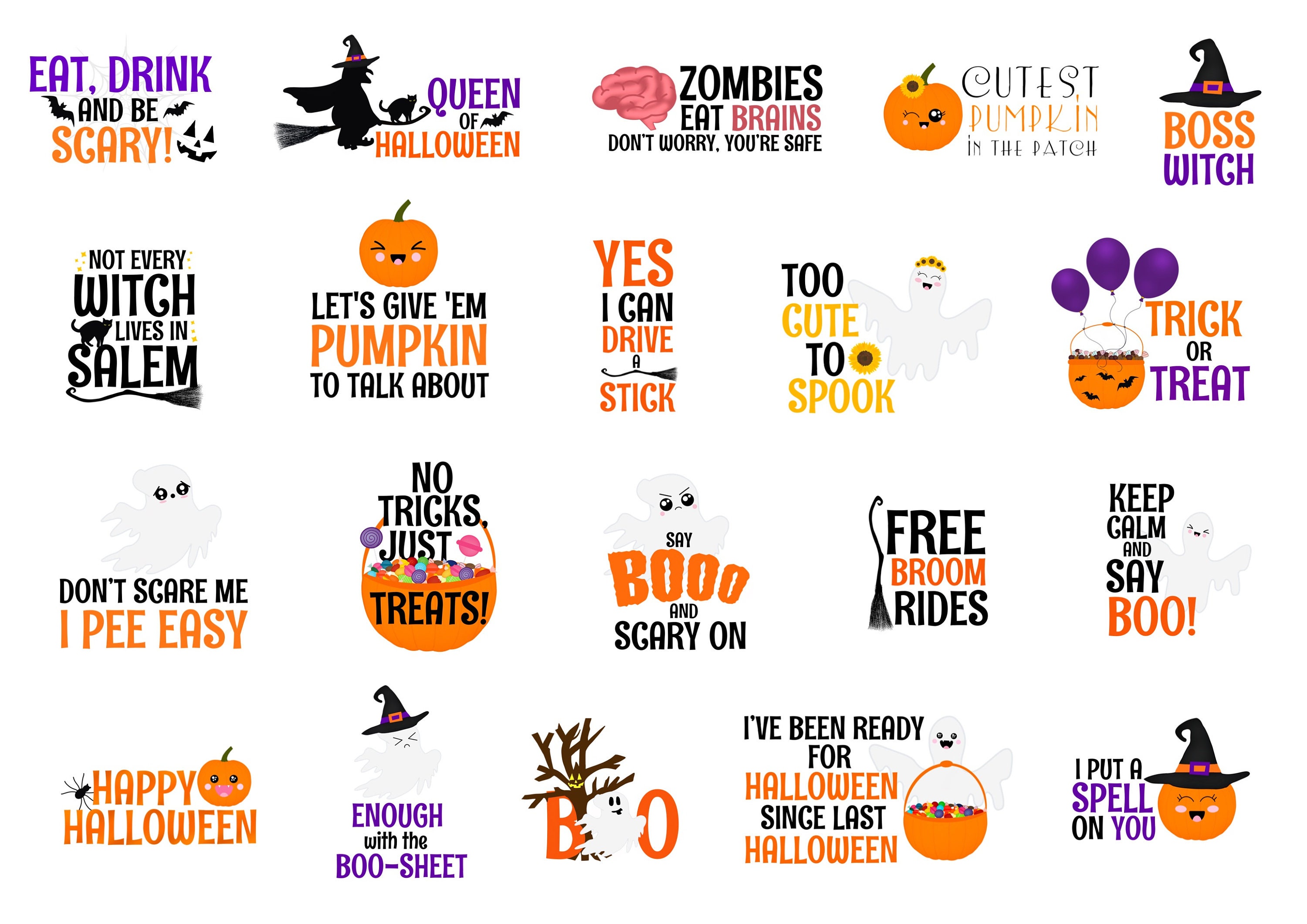 Halloween Sayings Stickers, Funny Halloween Quotes, Halloween ...