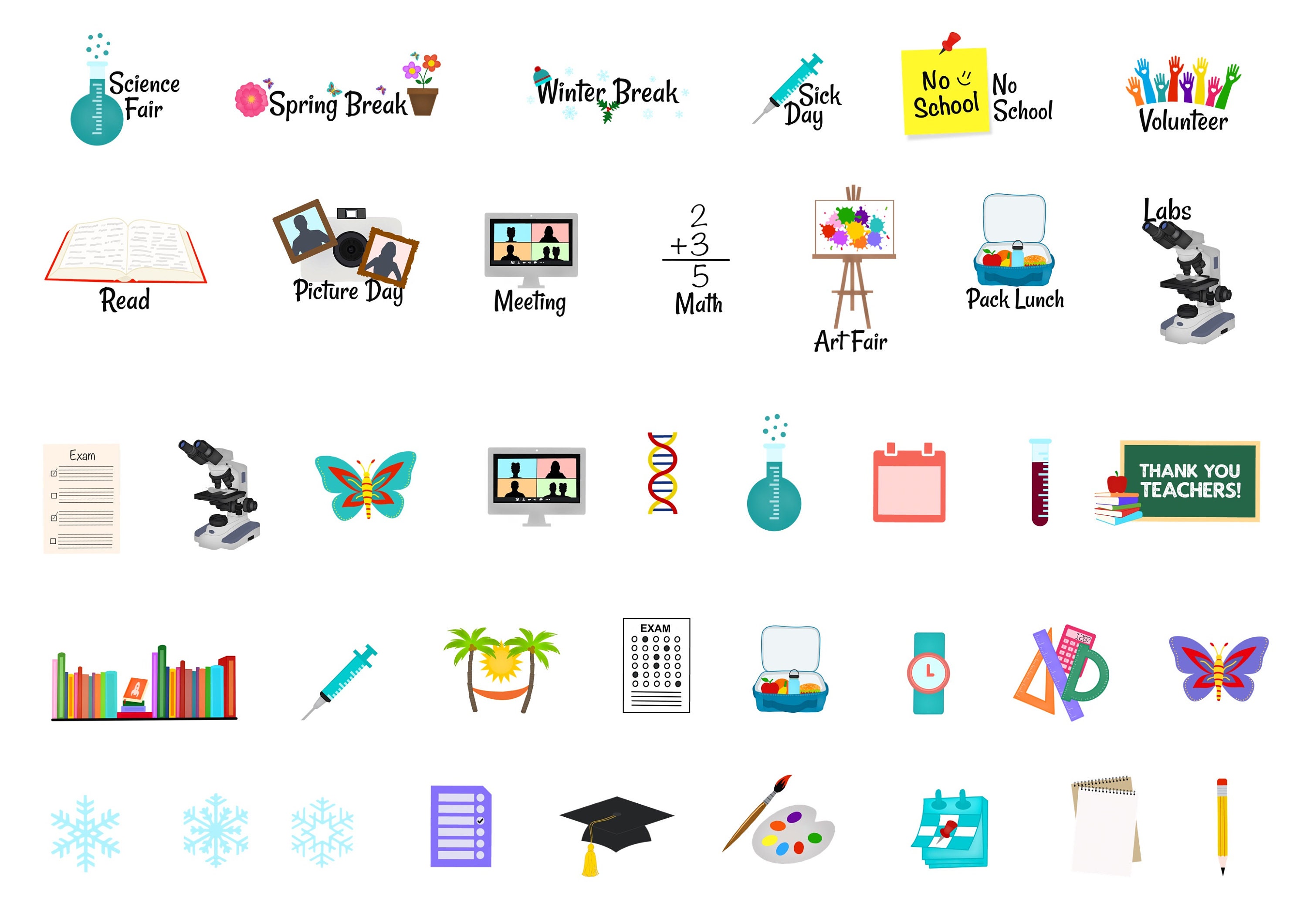 Back to School Digital Planner Stickers, Goodnotes PNG Files - Etsy