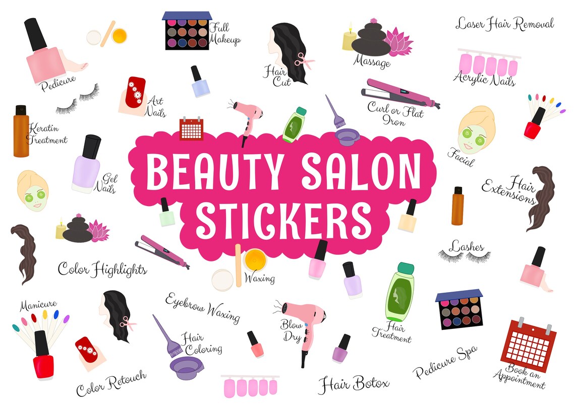 Beauty Salon Digital Stickers, Precropped Digital Planner Stickers ...