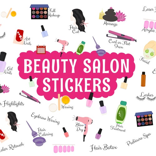 Beauty Salon Digital Stickers Precropped Digital Planner - Etsy