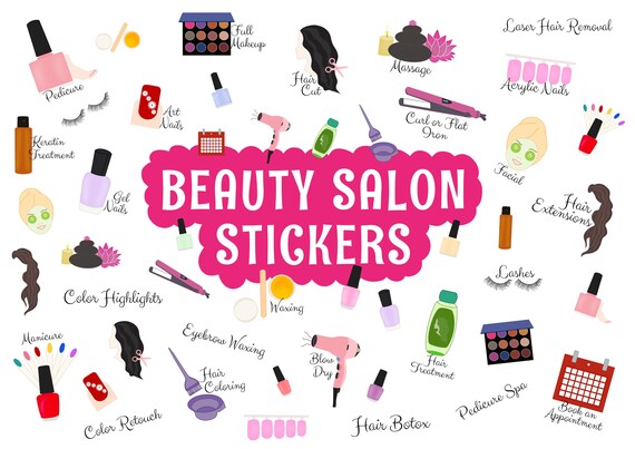 Beauty Salon Digital Stickers Precropped Digital Planner - Etsy