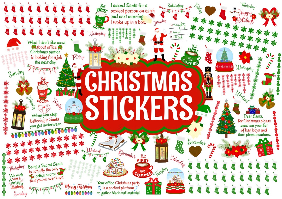 Christmas Digital Stickers, Precropped Digital Planner Stickers ...