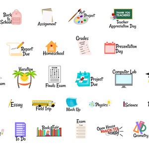 Back to School Digital Stickers, Student Precropped Digital Planner ...