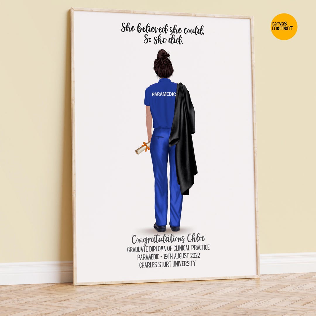 Paramedic Graduation Personalized Portrait for Woman, First Responder ...
