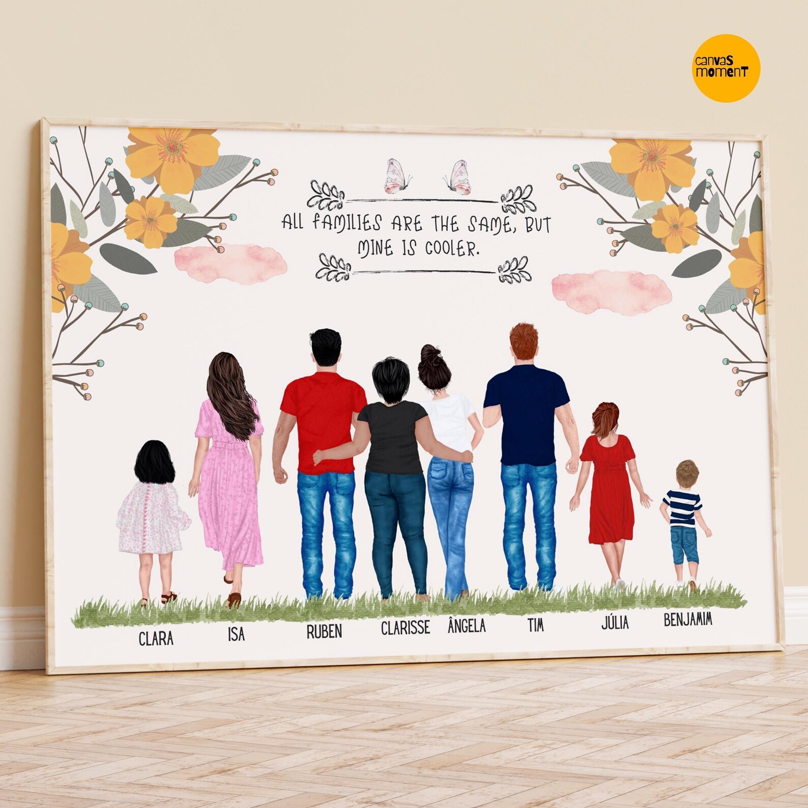 Custom Family Portrait Print: Personalized Canvas Wall Art - Etsy