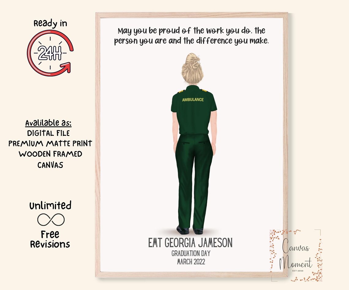 Paramedic Graduation Personalized Portrait for Woman First - Etsy