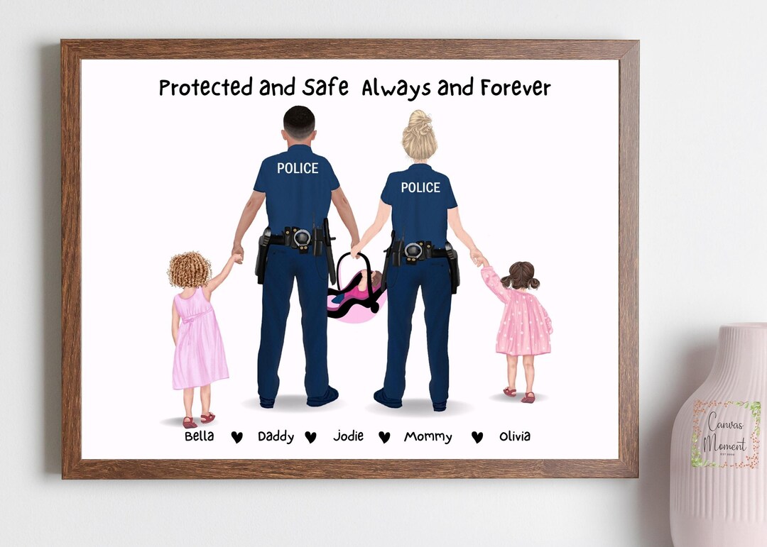 Police Family Personalized, Cop Dad With Kids, Police Couple With ...
