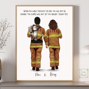 Firefighter Couple Personalized Print, Firefighter Custom Engagement ...