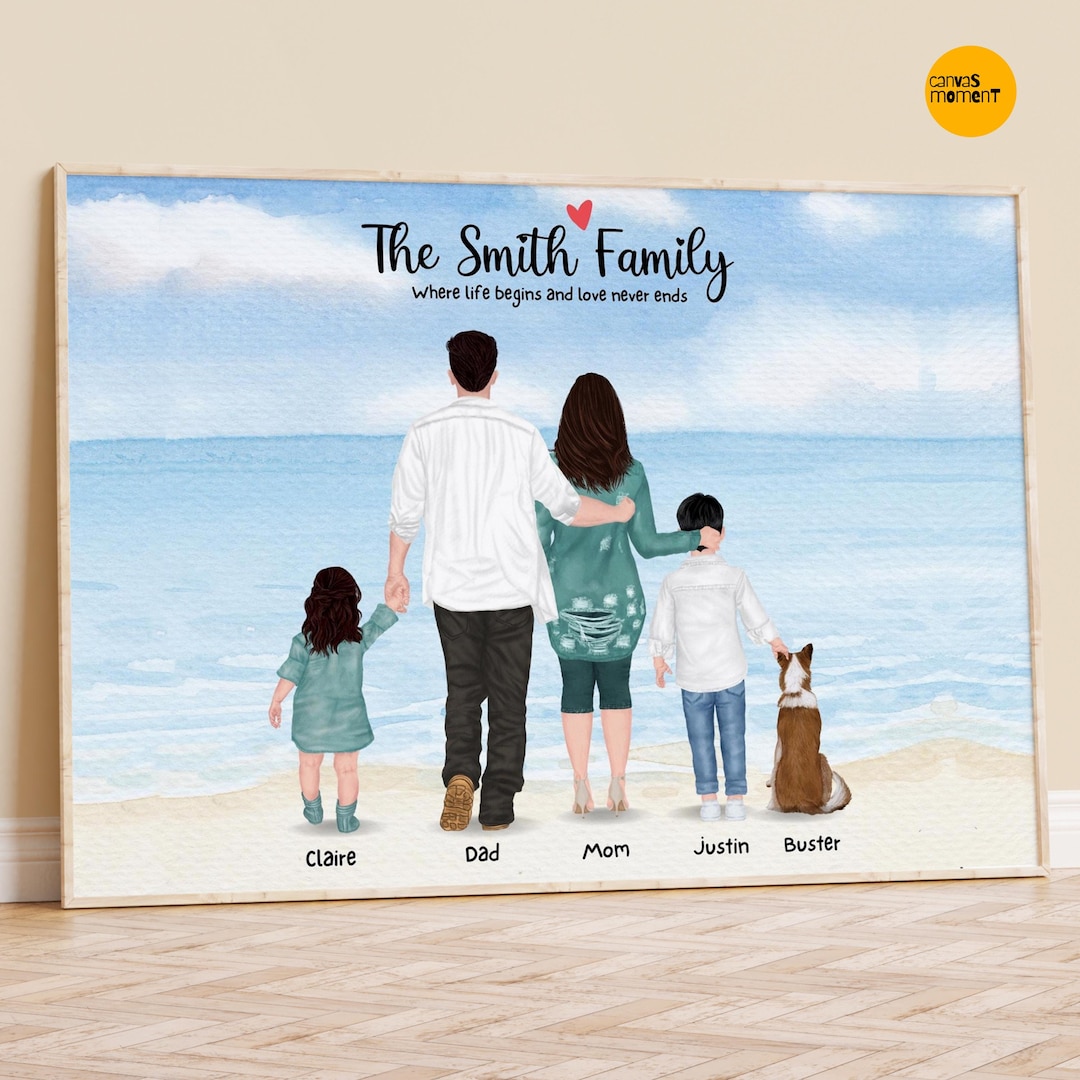 Personalised Family Print, Custom Family Gift, Family Dog Print ...