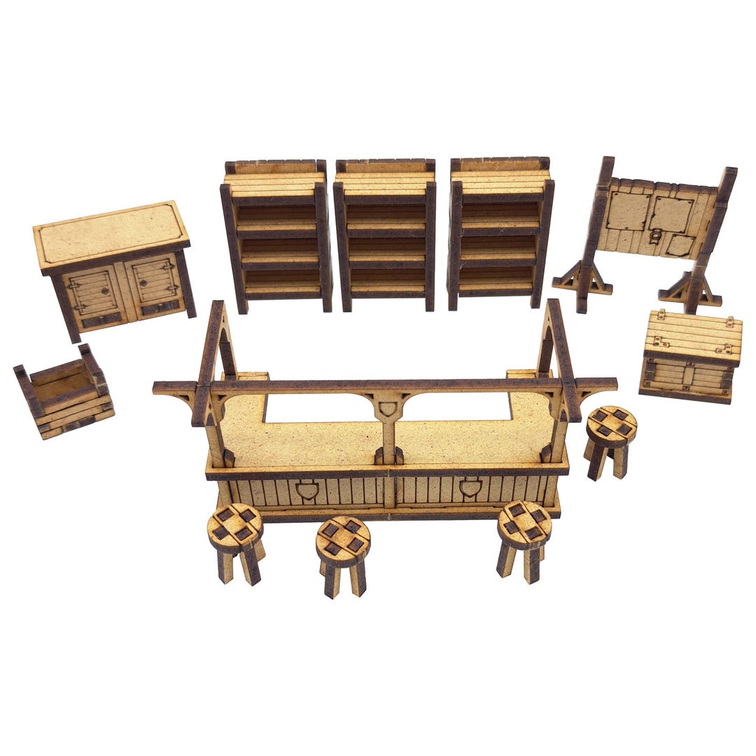Inn Accessories - Bar and Furnitures - MDF Scenery for Role-playing ...