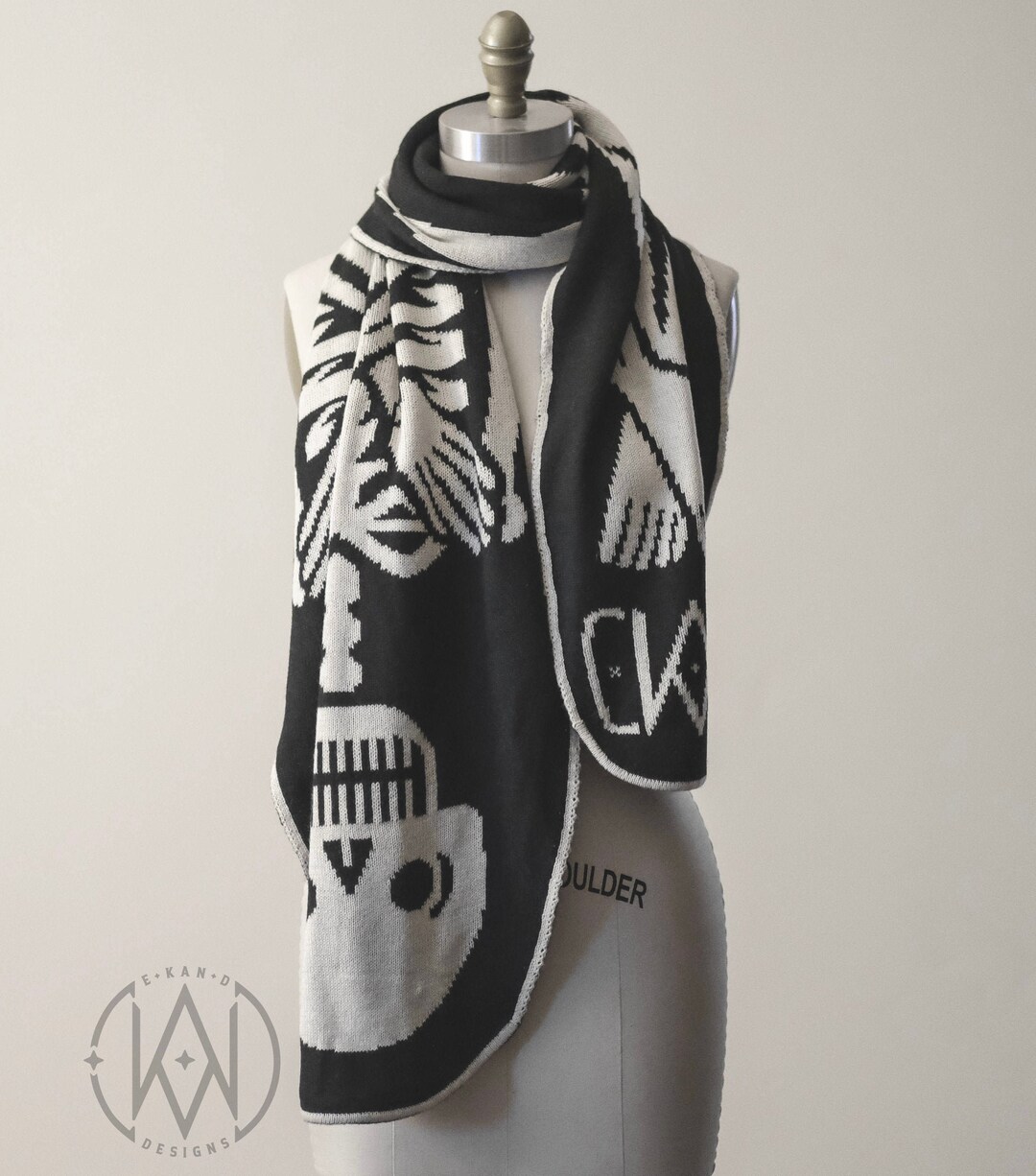 Coffin Shaped Skeleton Knit Scarf - Etsy
