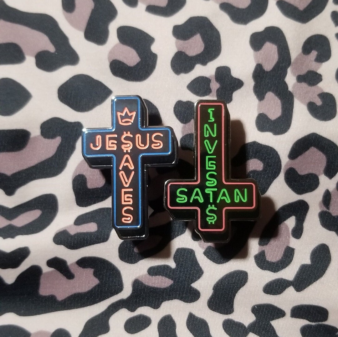 Jesus Saves Satan Invests Pin Set - Etsy