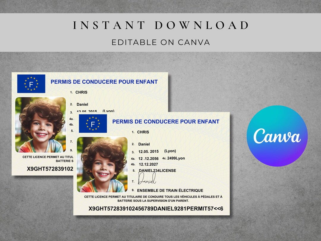 Personalized Kids Driving License: Fun Pretend Play ID (digital ...