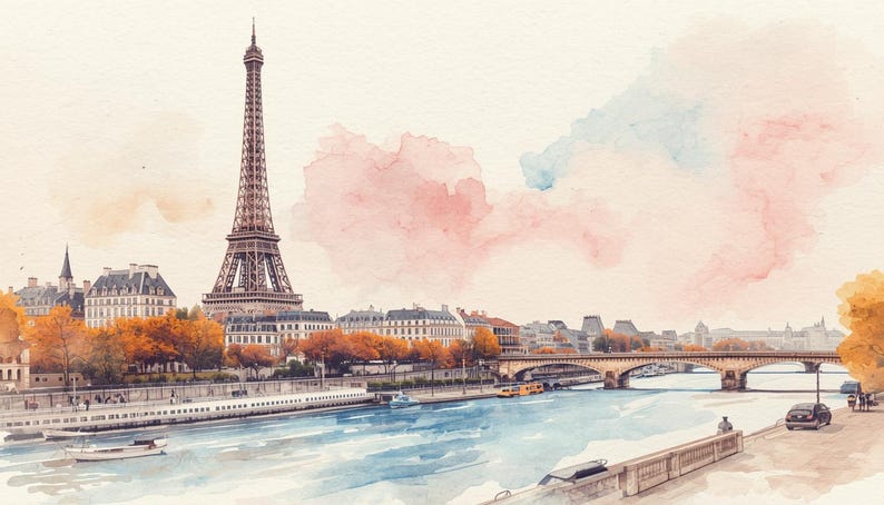 Eiffel Tower Watercolor Wall Art – Paris Digital Print, Ai-generated ...