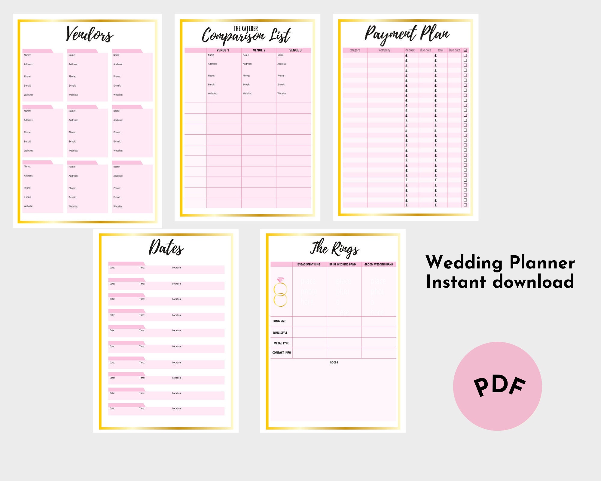 Wedding Planner Printable, Pages Wedding Plan Bundle Wedding Planning ...