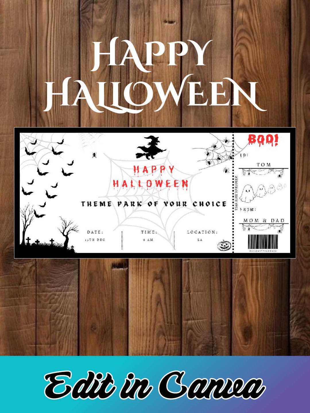 Editable Halloween Gift Voucher: Printable Coupon Template (PDF ...