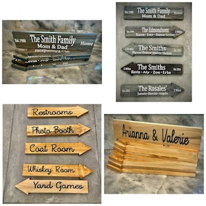 Hand Carved Directional Sign: Personalized Arrow Signs Point to Your ...