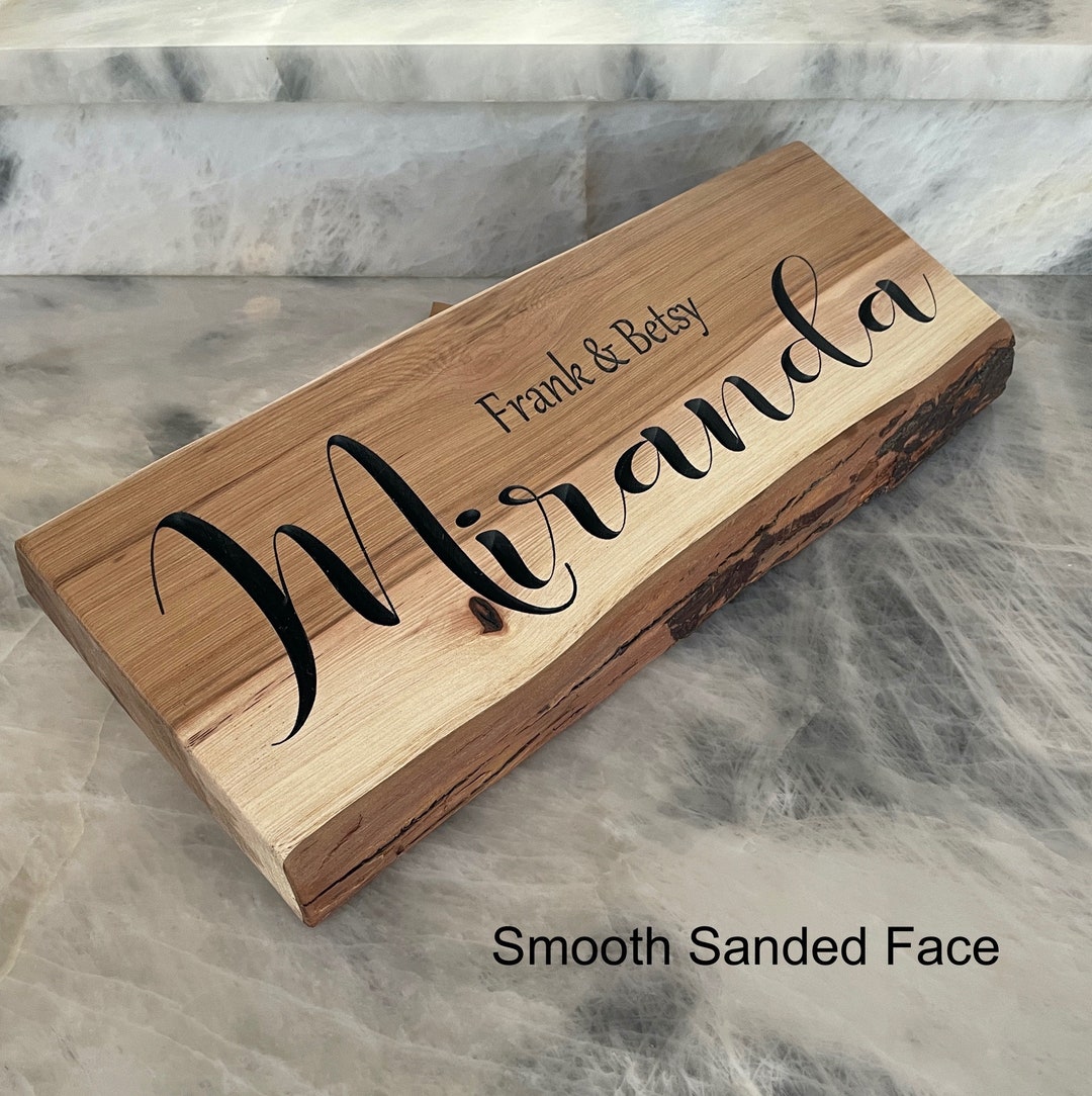 Personalized Live Edge Wood Sign: Custom Carved Family Name - Etsy