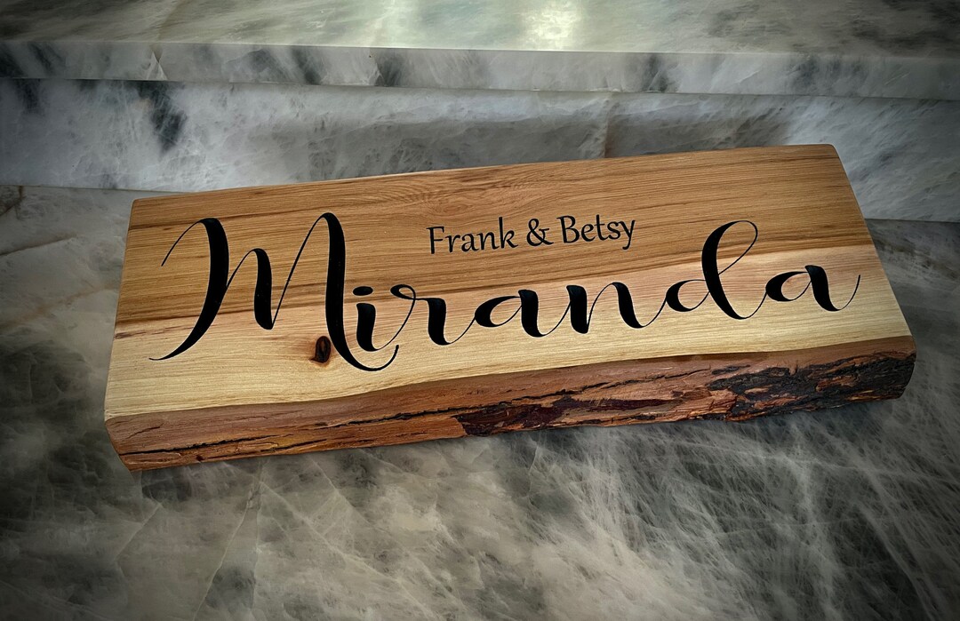 Personalized Live Edge Wood Sign: Custom Carved Family Name (12 Inch ...