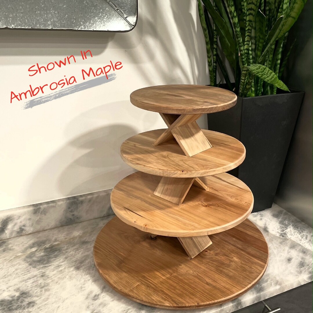 4 Tier Cupcake Display ~ Solid Wood ~ Rustic Modern Serving Platter ...
