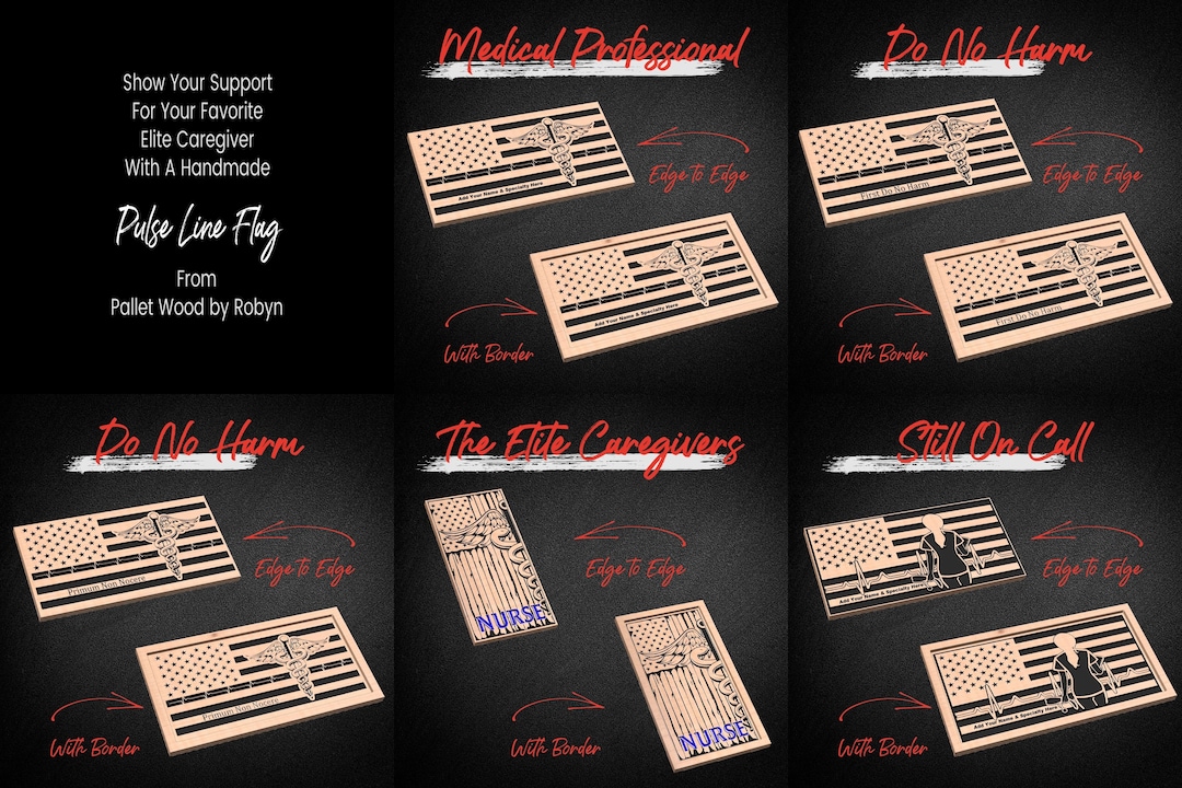 Personalized Medical Flag: Thin Pulse Line, First Responder Gift - Etsy