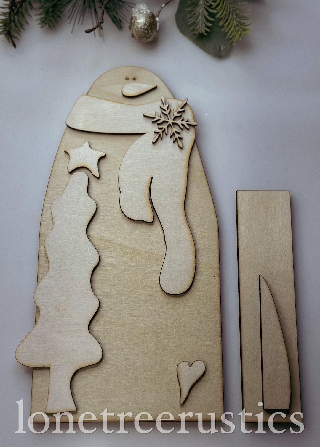Snowflake Snowman W/tree, Snowman Unfinished DIY Wood Kit, Blanks to ...