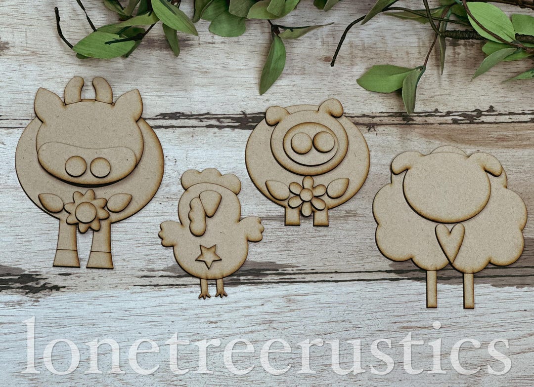 Barnyard Buddies, DIY Unfinished Wood Kit, Tiered Tray Decor, Magnets ...