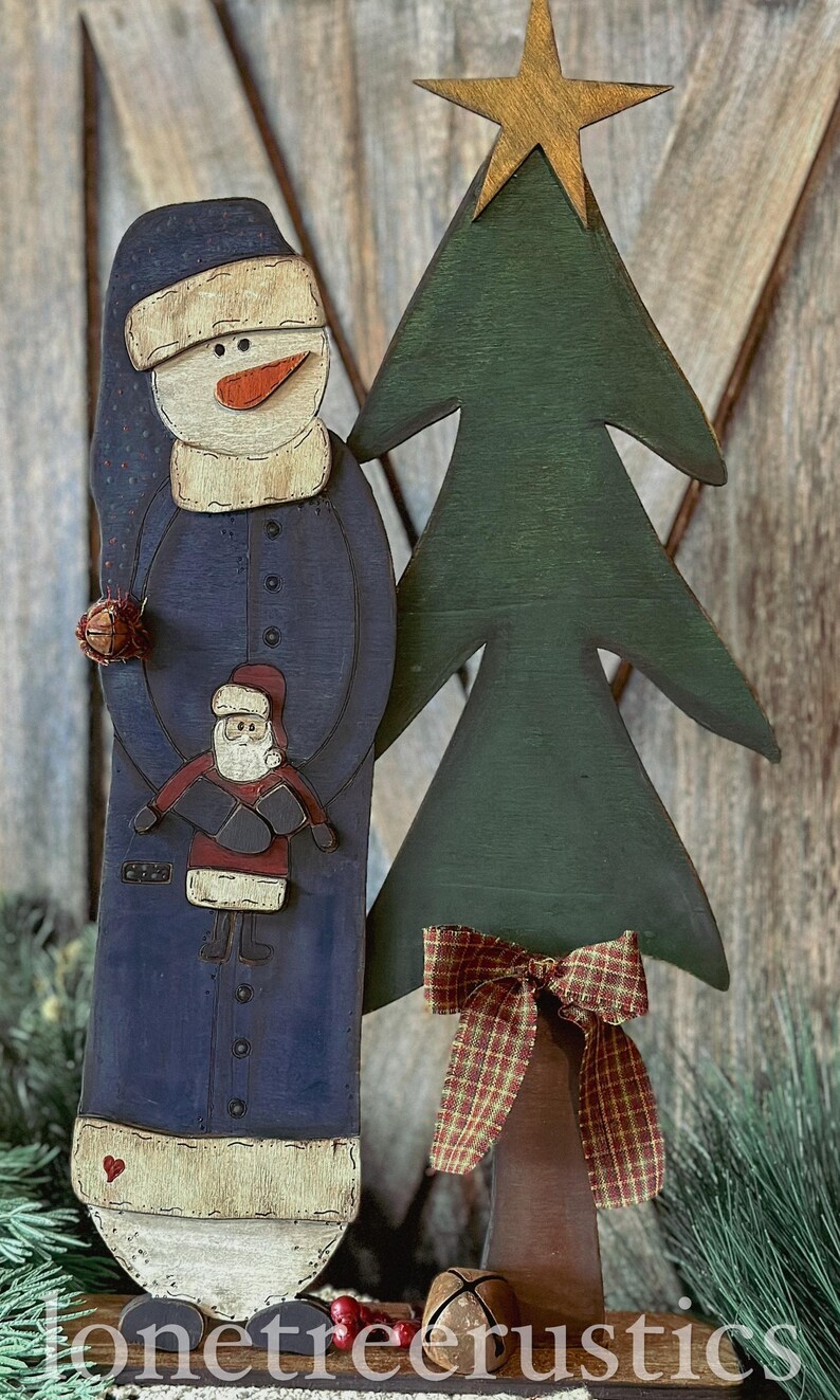 Snowman With Santa, Tree/star, Snowman Unfinished DIY Wood Kit, Blanks ...