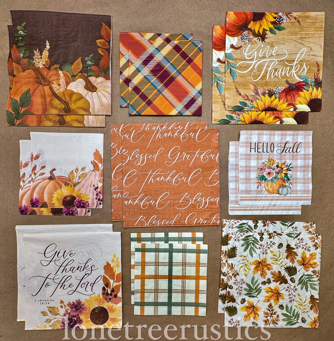 Fall Decoupage Napkin Bundle (18 Napkins + 2 Bonus Halloween Napkins ...