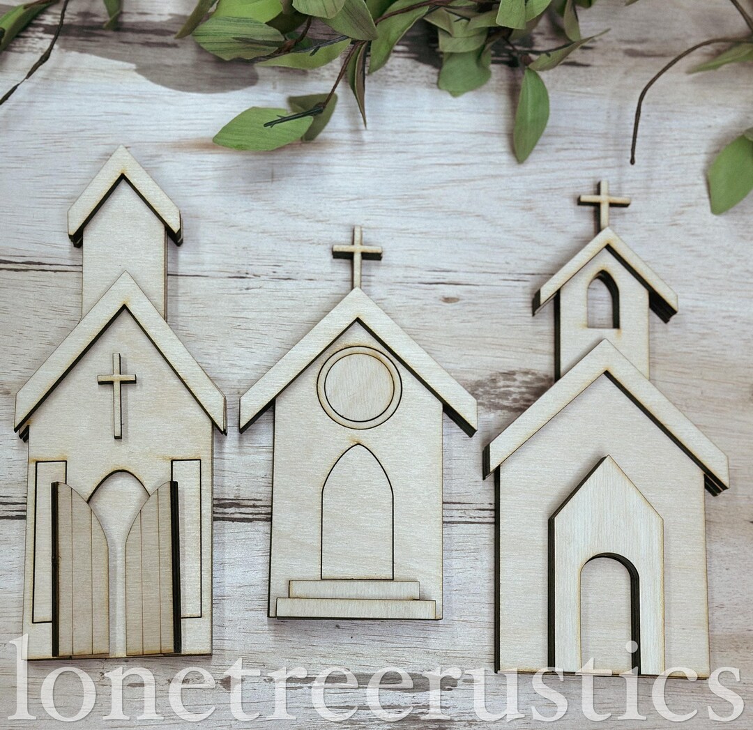 Rustic Church Trio - Unfinished DIY Wood Kit - Etsy
