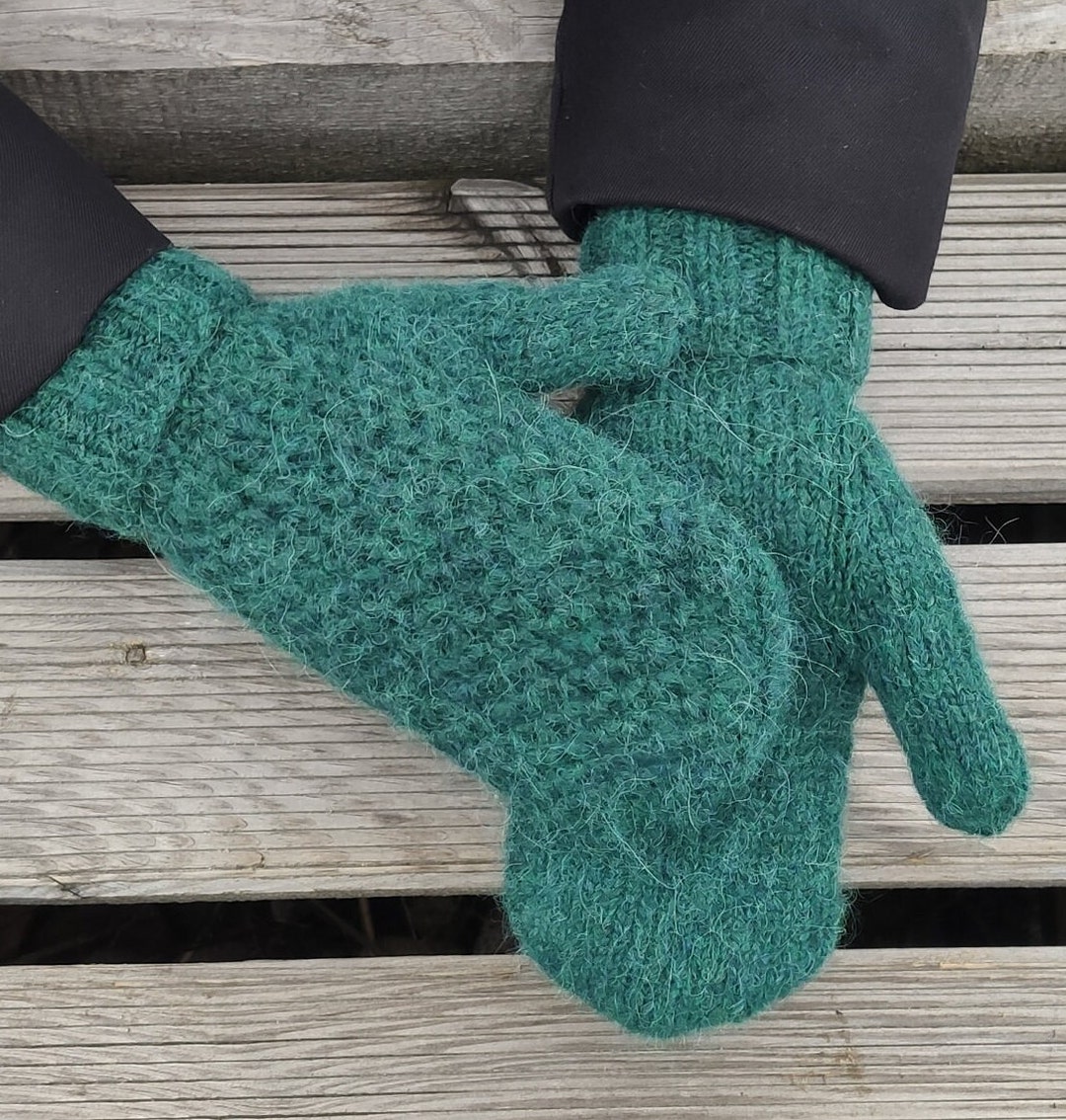 Patterned Alpaca Wool Mittens, Handwarmers for Women, Knitted Winter ...