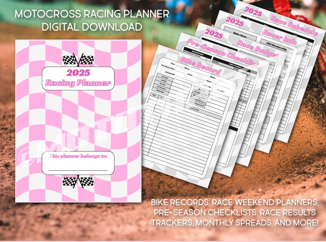 Motocross Racing Planner | Printable Motocross Planner for Moms | Race Season Organizer | Race ...