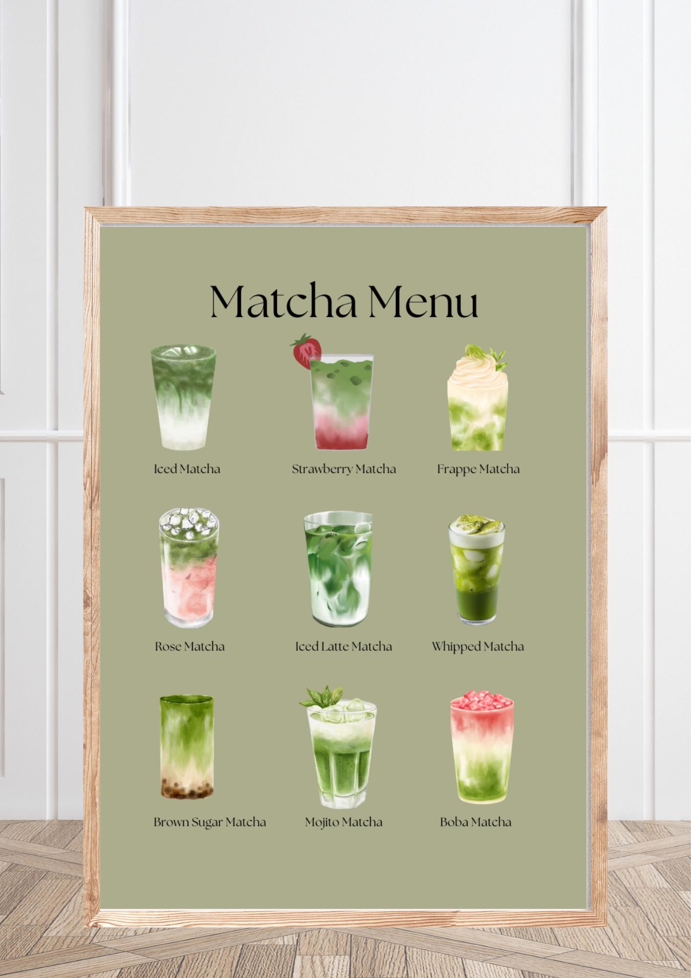 DIGITAL Printable Matcha Menu, Aesthetic Wall Art, Pastel Kitchen Decor ...