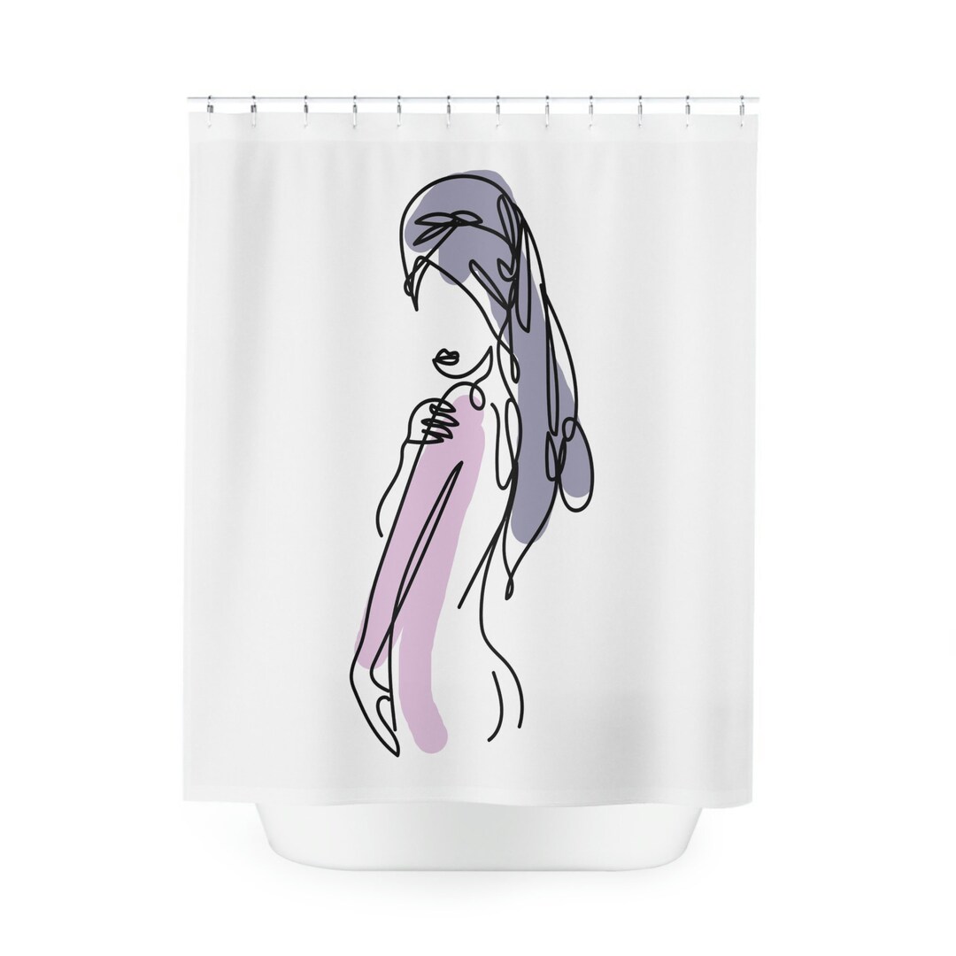 Abstract Naked One Line Lady Shower Curtain Bohemian Bathroom Decor