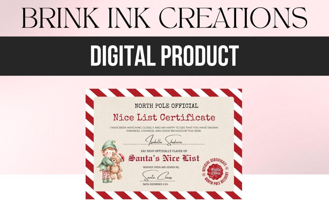 EDITABLE Elf Nice List Certificate From Santa, Santa Nice List ...