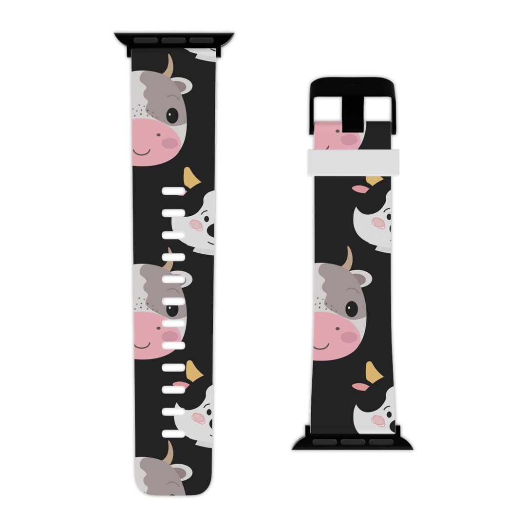Cute Cow Faces Watch Band for Apple Watch, Cow Print, Western ...