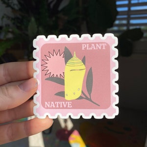 Plant Native Stamp Sticker; Butterfly Chrysalis Plant Native Original ...